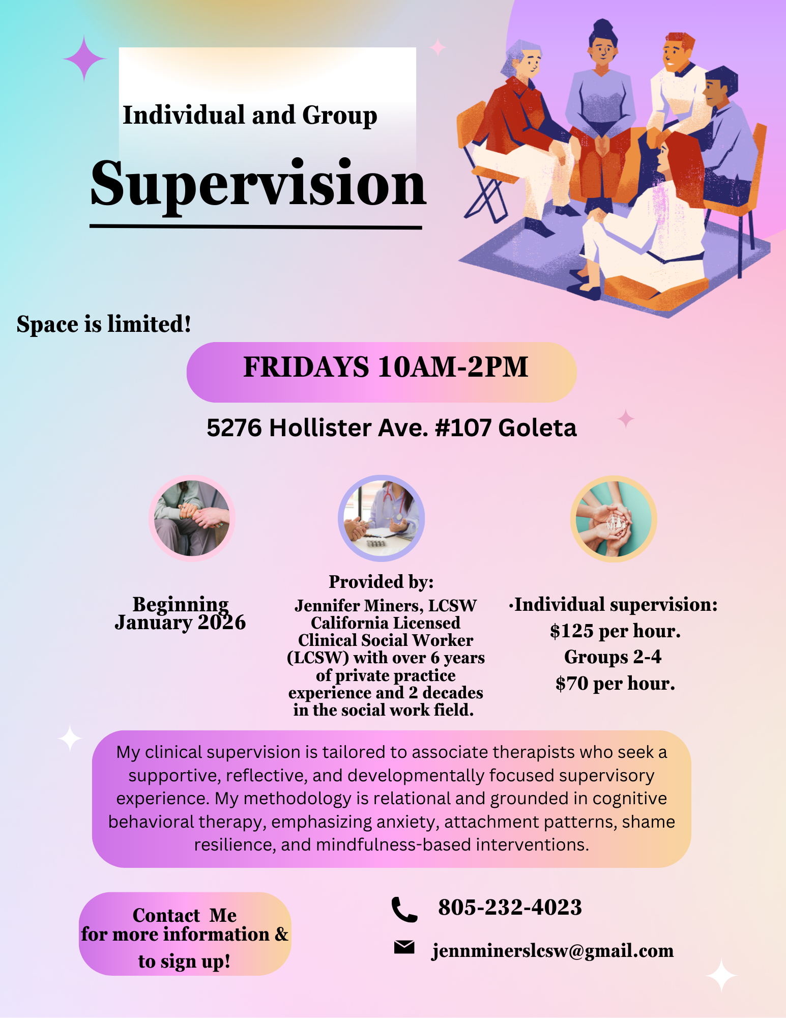 Now offering clinical Supervision in person! - Jenn Miners LCSW